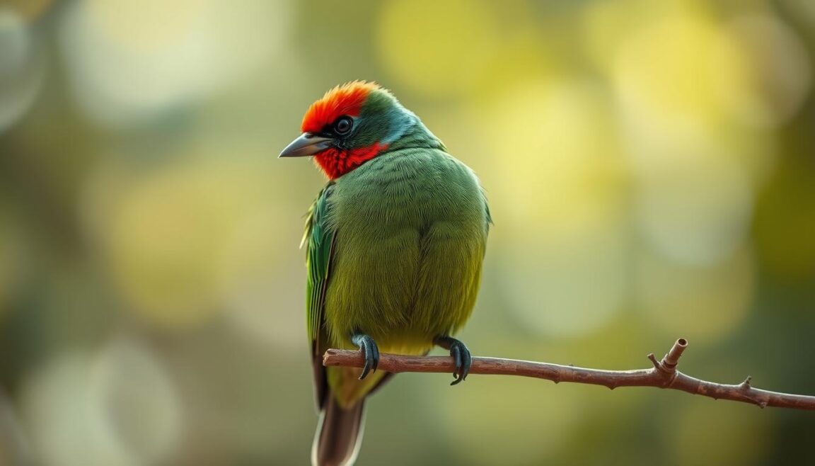 Vogel Grun Roter Kopf